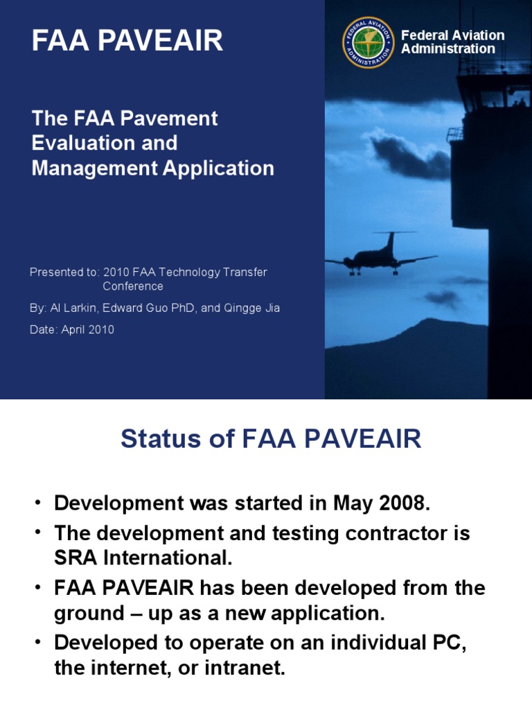 Faa Paveair: The FAA Pavement Evaluation and Management Application ...