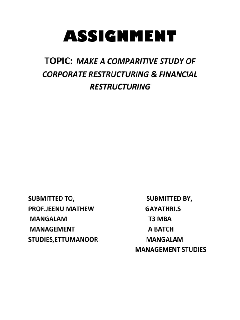 Comparative Study of Restructuring Types | PDF | Restructuring | Equity ...