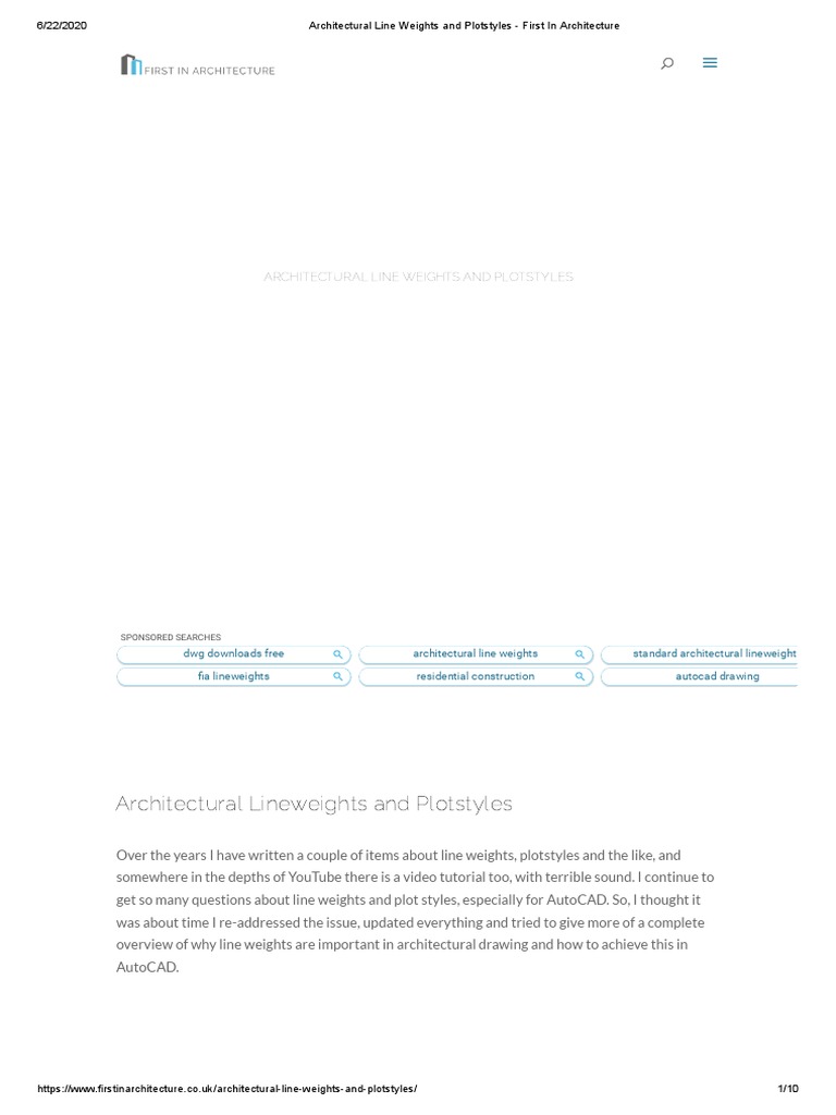 Architectural Line Weights and Plotstyles - First in Architecture | PDF ...