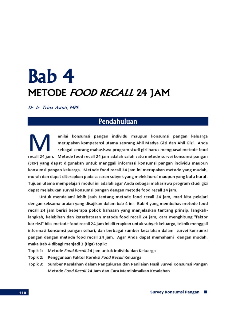 Food Recall 24 Jam 1 & 2 PDF | PDF