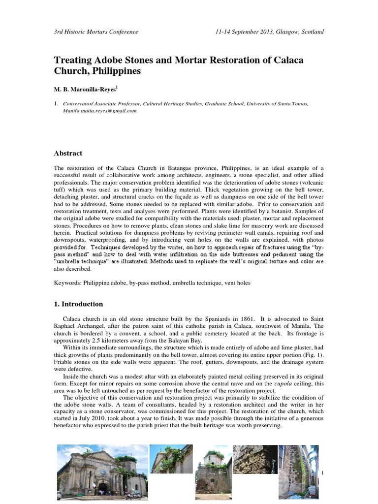 Treating Adobe Stones and Mortar Restora | PDF | Lime (Material) | Plaster