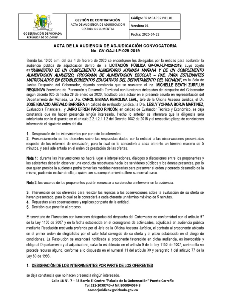 10 Acta de Adjudicacion o Declaratoria Desierta | PDF | Gobierno | Science