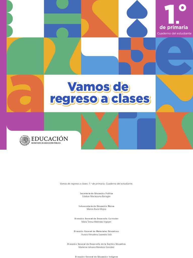 Vamos de Regreso A Clases 1.º de Primaria. Cuaderno Del Estudiante ...
