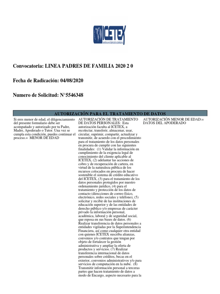 Formulario Icetex Leonardo | PDF | Información | Science