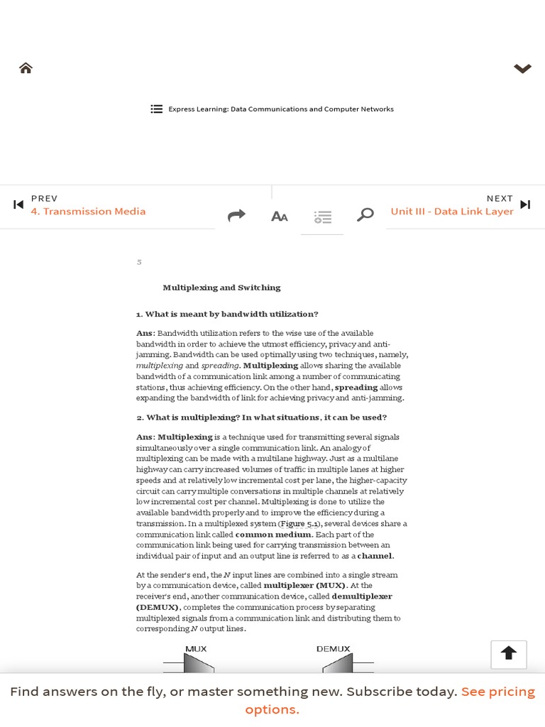 Multiplexing and Switching - Express Learning - Data Communications and ...