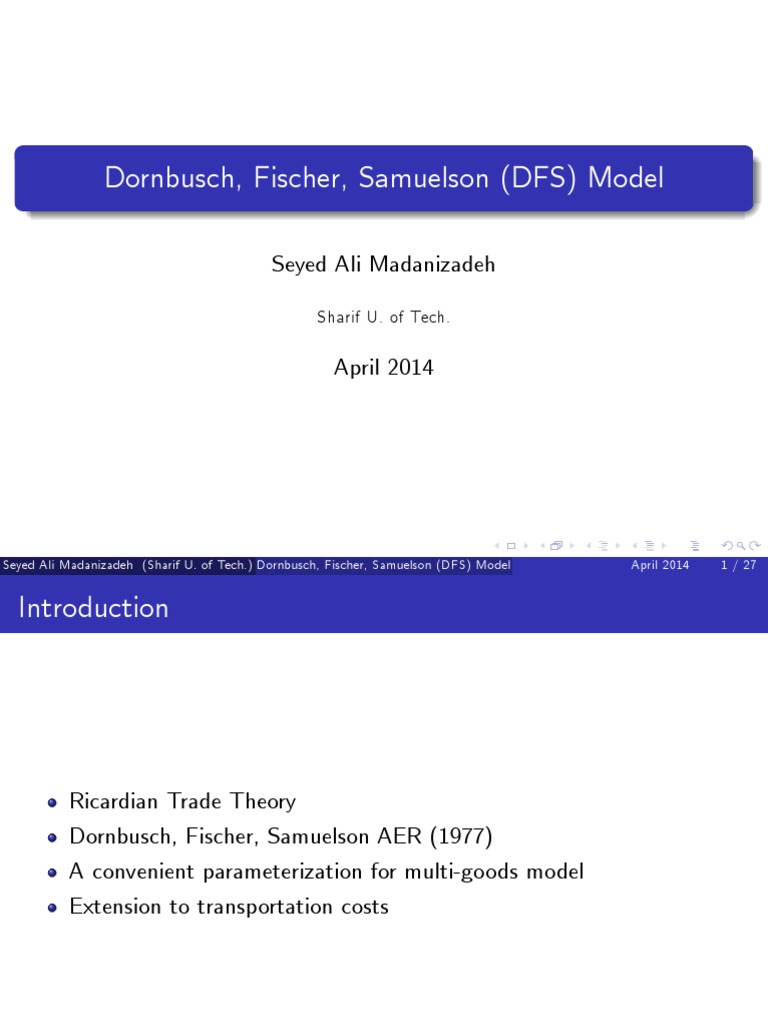 Dornbusch, Fischer, Samuelson (DFS) Model: Seyed Ali Madanizadeh | PDF ...