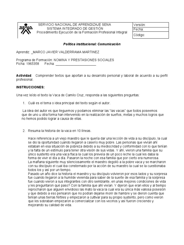 La Vaca Taller | PDF | Vacas | Pobreza