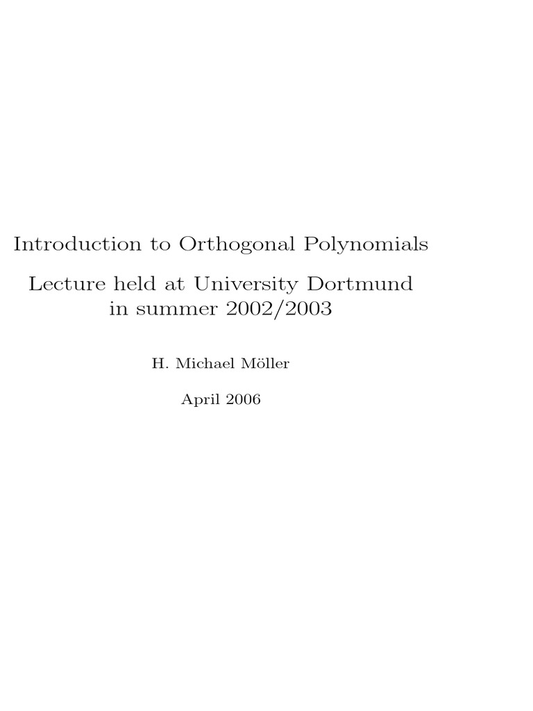 Introduction To Orthogonal Polynomials PDF | PDF | Polynomial | Power ...