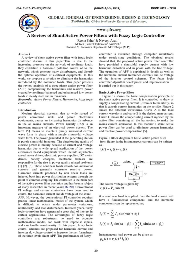 A Review of Shunt Active Power Filters With Fuzzy Logic Controller PDF | PDF | Power Inverter ...