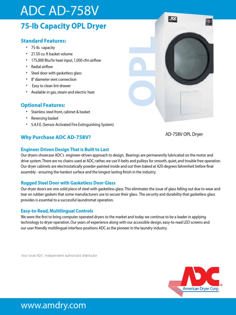 AD-758 - OPL Specifications | PDF | Clothes Dryer | Electric Power ...