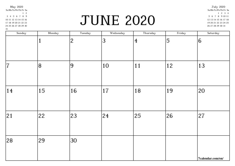 Calendar 6 2020 L A4 7calendar | PDF