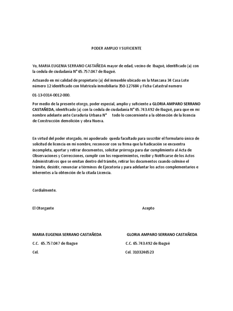 Poder Amplio y Suficiente Curaduria Gloria | PDF