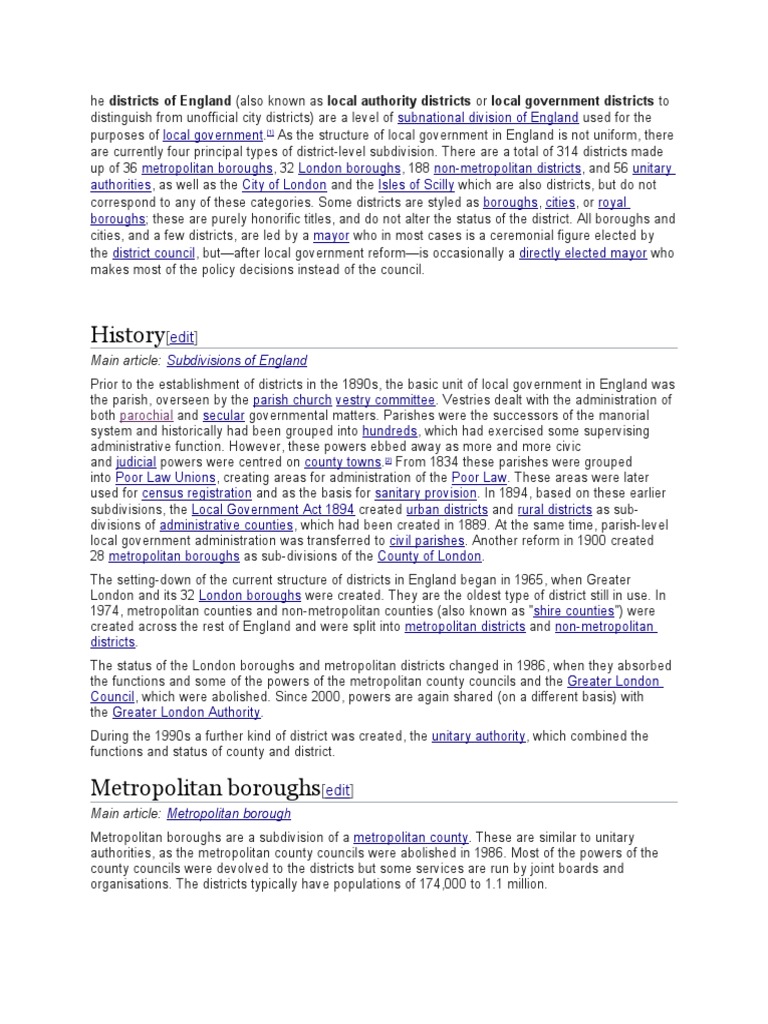 History: Subdivisions of England | PDF | Government Of The United ...