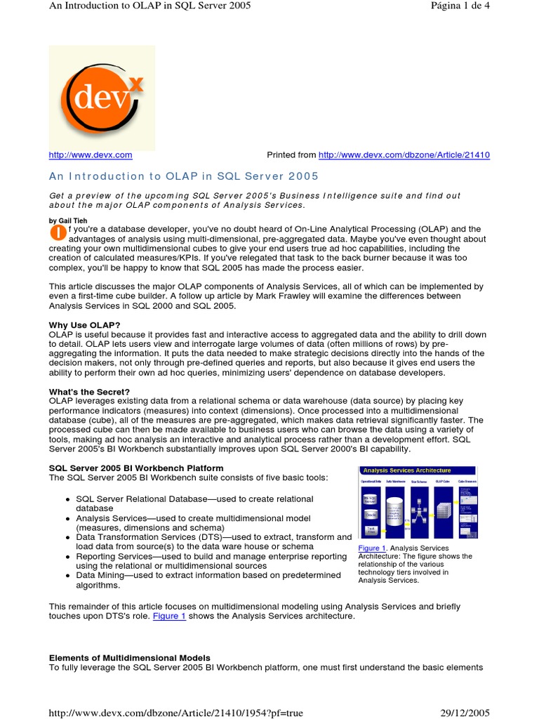 An Introduction To Olap in SQL Server 2005 PDF | Download Free PDF ...