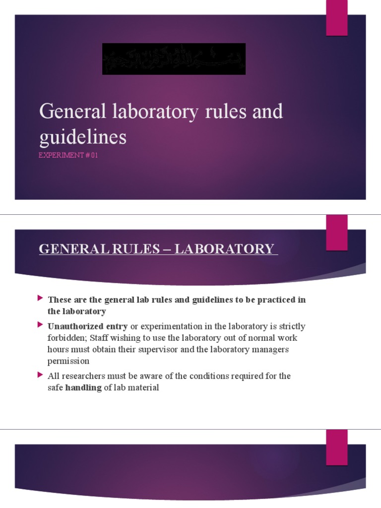 General Laboratory Rules and Guidelines: Experiment # 01 | PDF ...