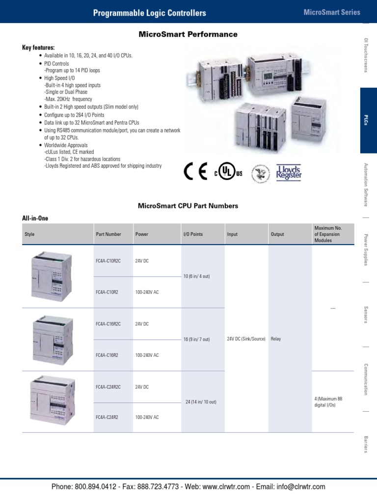 MicroSmart PLCs: Features & Modules | PDF | Programmable Logic ...