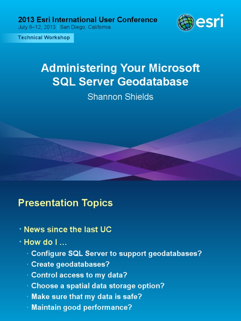 Administering Your Microsoft SQL Server Geodatabase | PDF | Microsoft ...