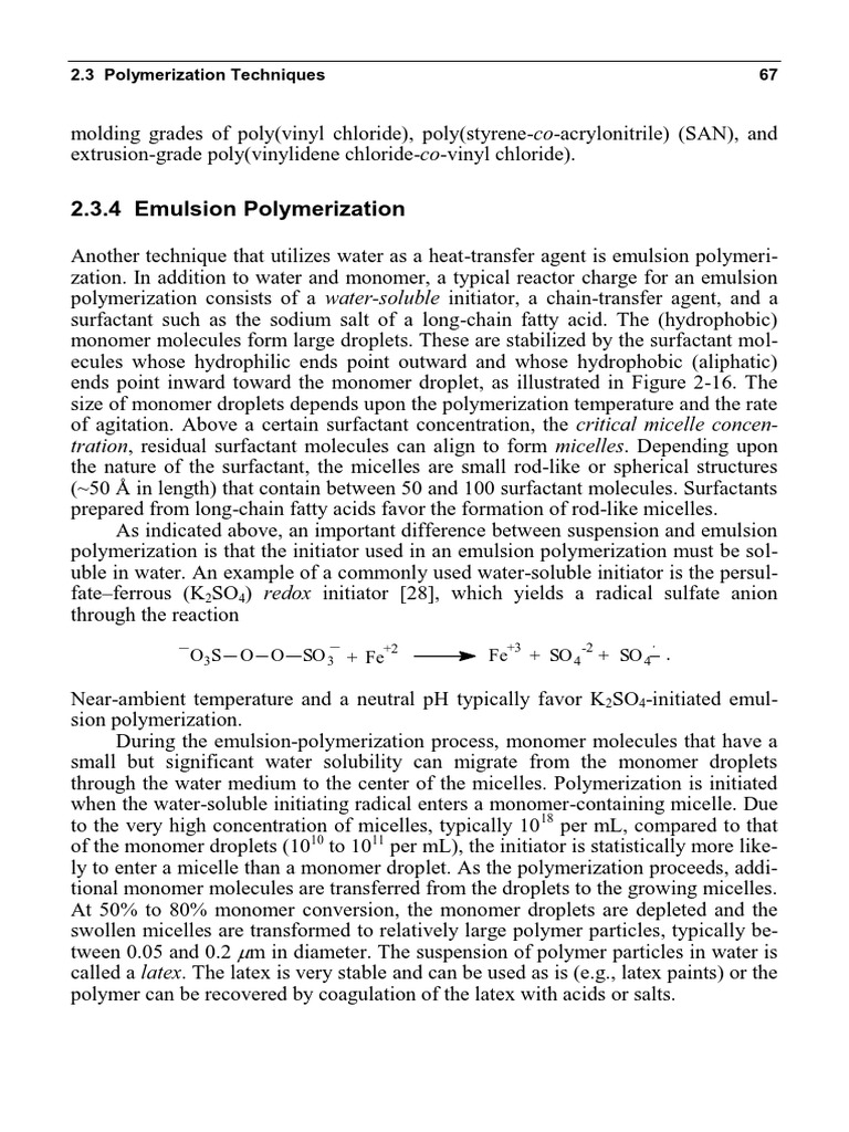 Emulsion Polymerization Techniques Explained | PDF | Emulsion | Polymerization