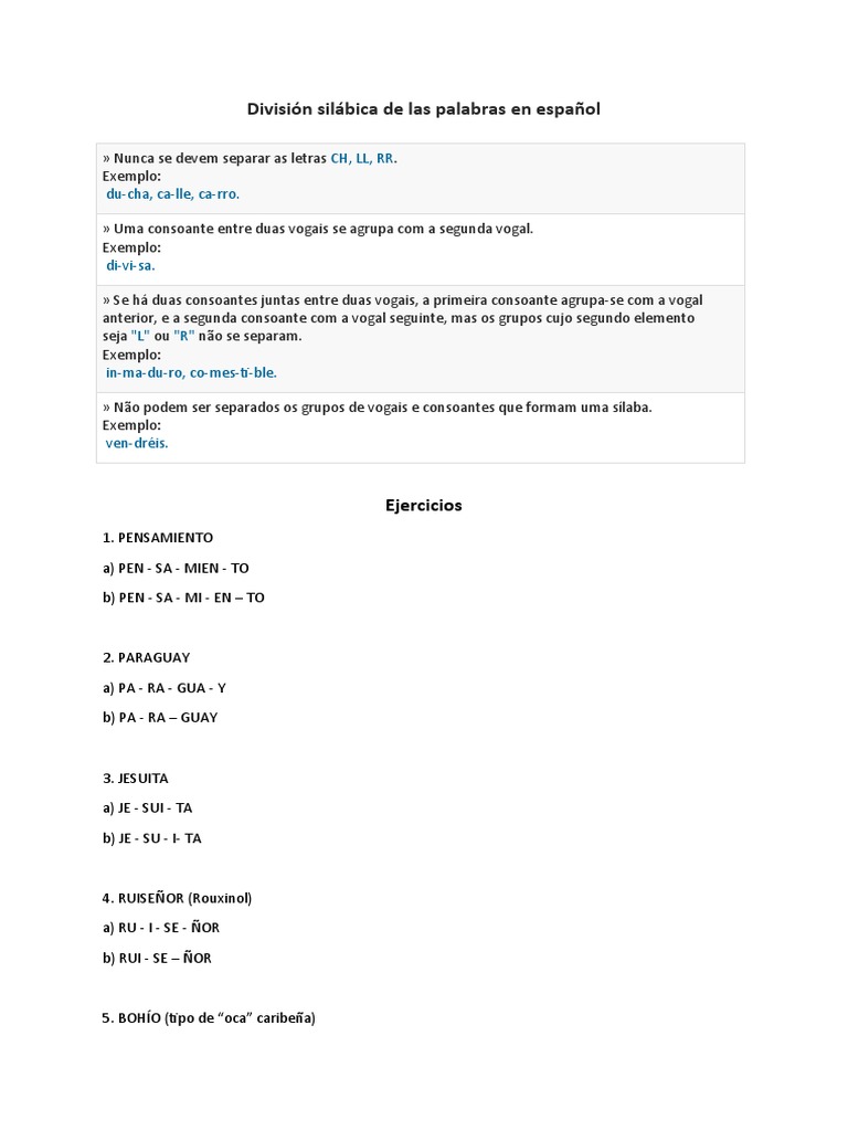 División silábica en español | PDF