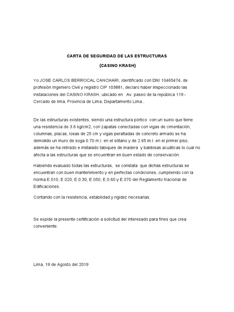 Carta de Seguridad | PDF