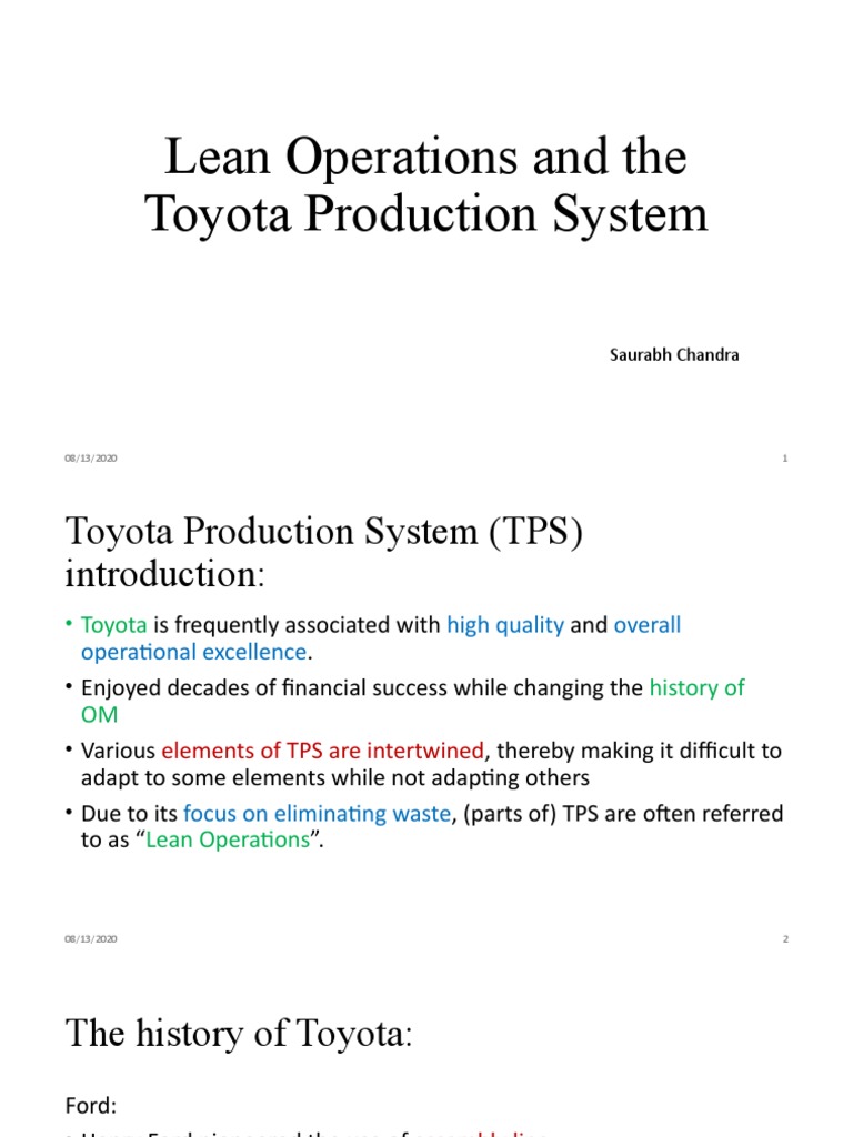 Lean Operations in Toyota Production System | PDF | Toyota | Inventory
