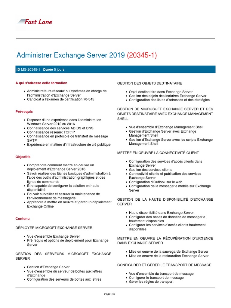 Fast Lane - MS-20345-1 | PDF | Microsoft Exchange Server | Microsoft