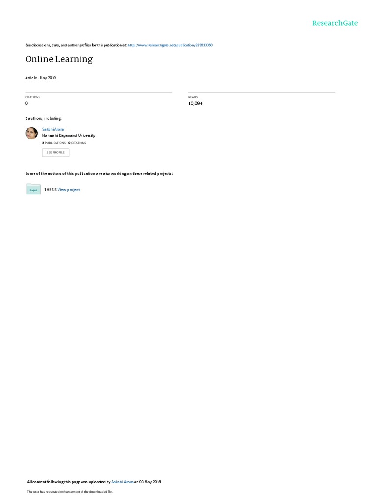 Online Learning | PDF | Educational Technology | Learning