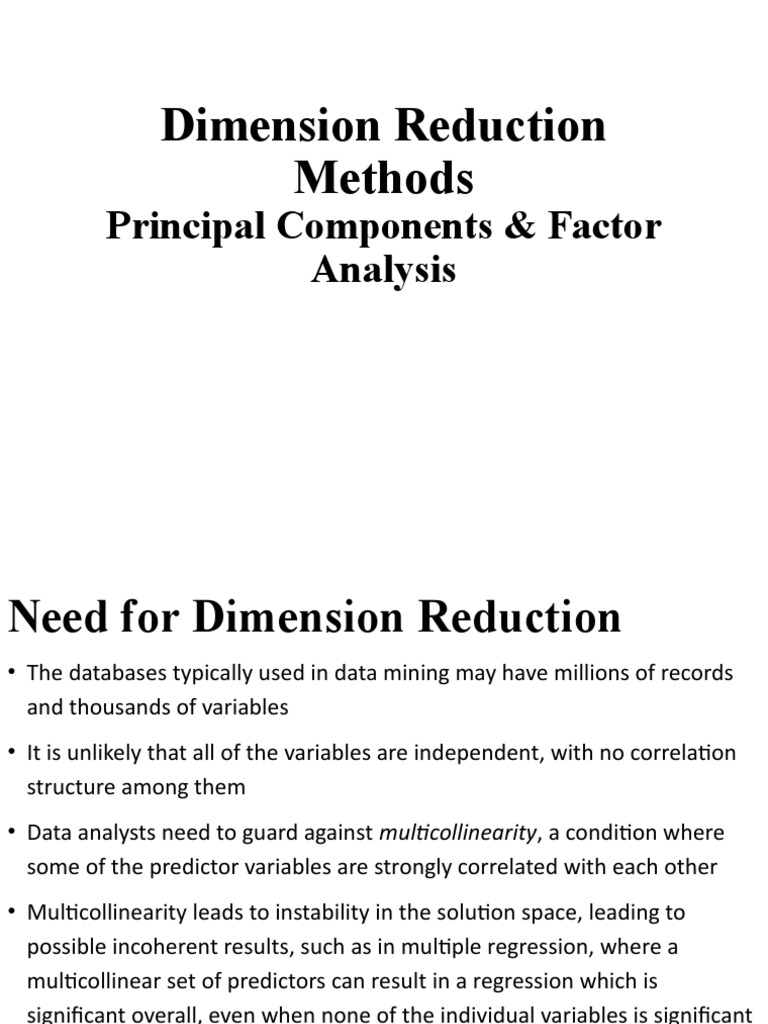 Sess03 Dimension Reduction Methods | PDF | Factor Analysis | Principal ...