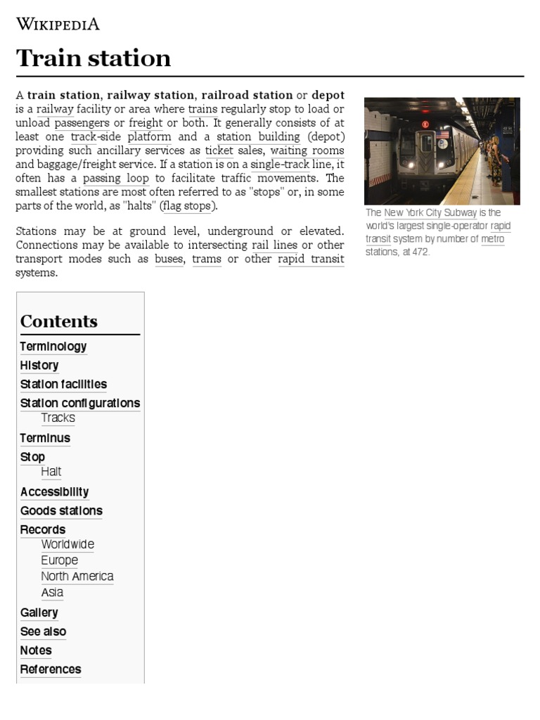 Train Station - Wikipedia | PDF | Train Station | Rail Transport