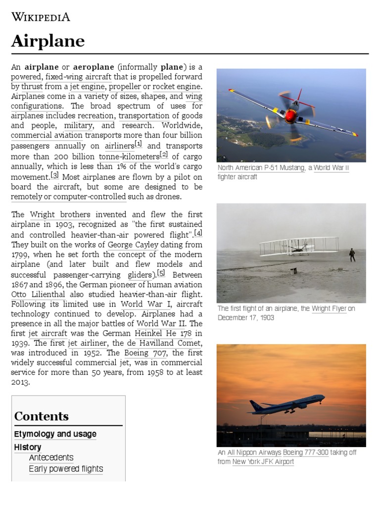 A Comprehensive Overview of the History and Development of Airplanes ...