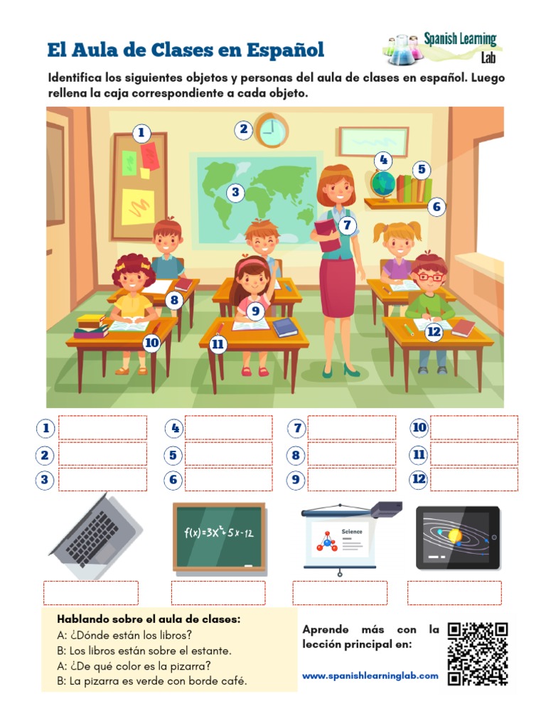 El Aula de Clases en Español The Classroom in Spanish | PDF