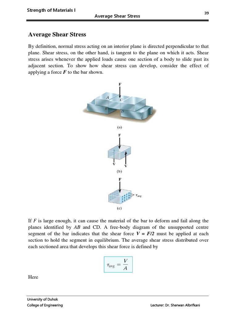 Lecture Three-Shearing and Bearing Stress PDF | PDF | Rivet | Stress (Mechanics)