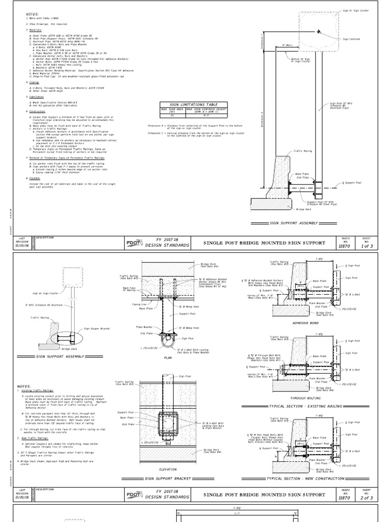 Notes:: Single Post Bridge Mounted Sign Support 1 3 11870 of | PDF ...