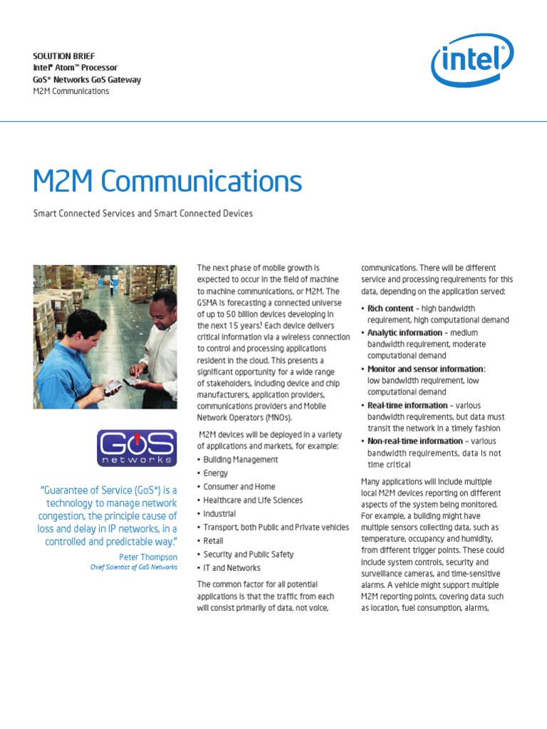 M2M Communications: Intel Atom Solutions | PDF | Quality Of Service | Intel