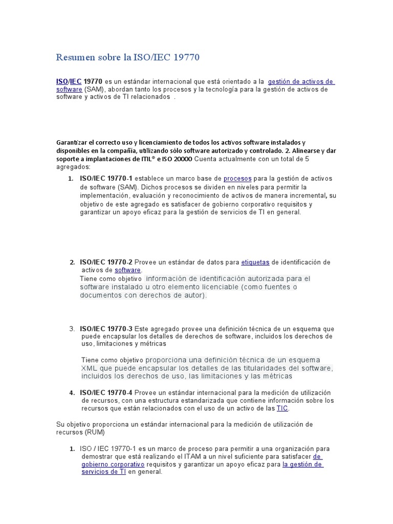 Resumen Sobre La ISO | PDF | Gestión de tecnología de la información | Software