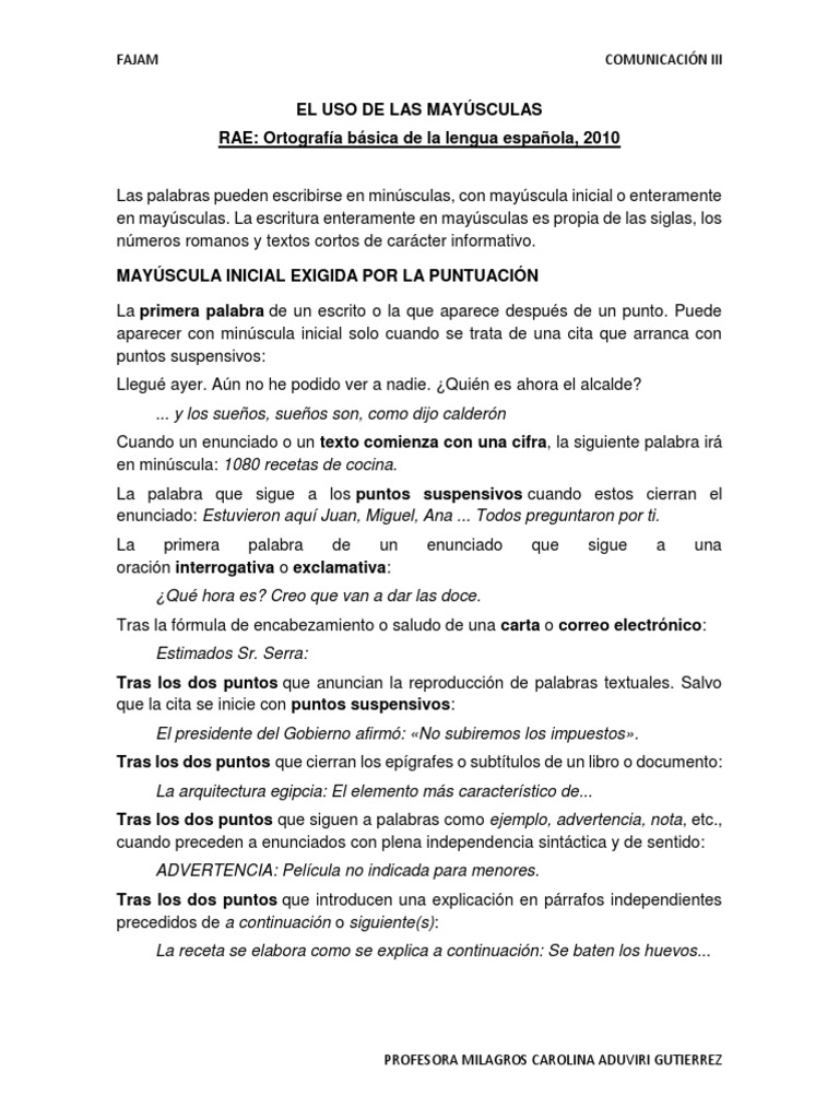 El Uso de Las Mayúsculas - Signos de Puntuación | PDF | Puntuación | Coma