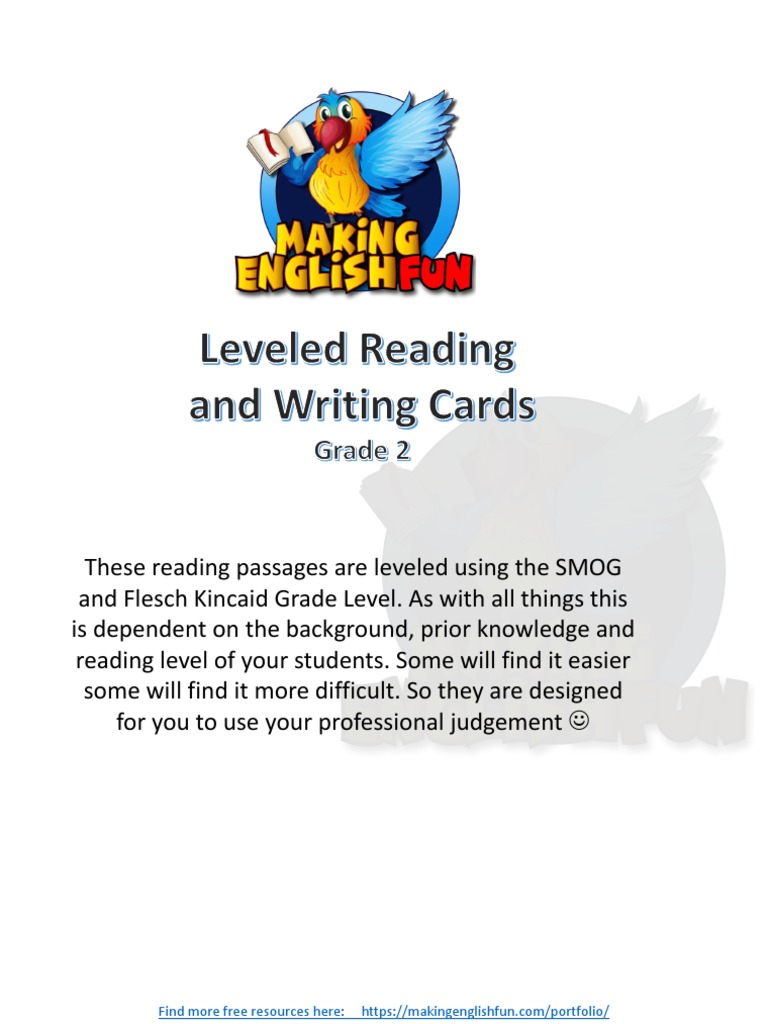 Grade 2 Reading & Writing Cards | PDF