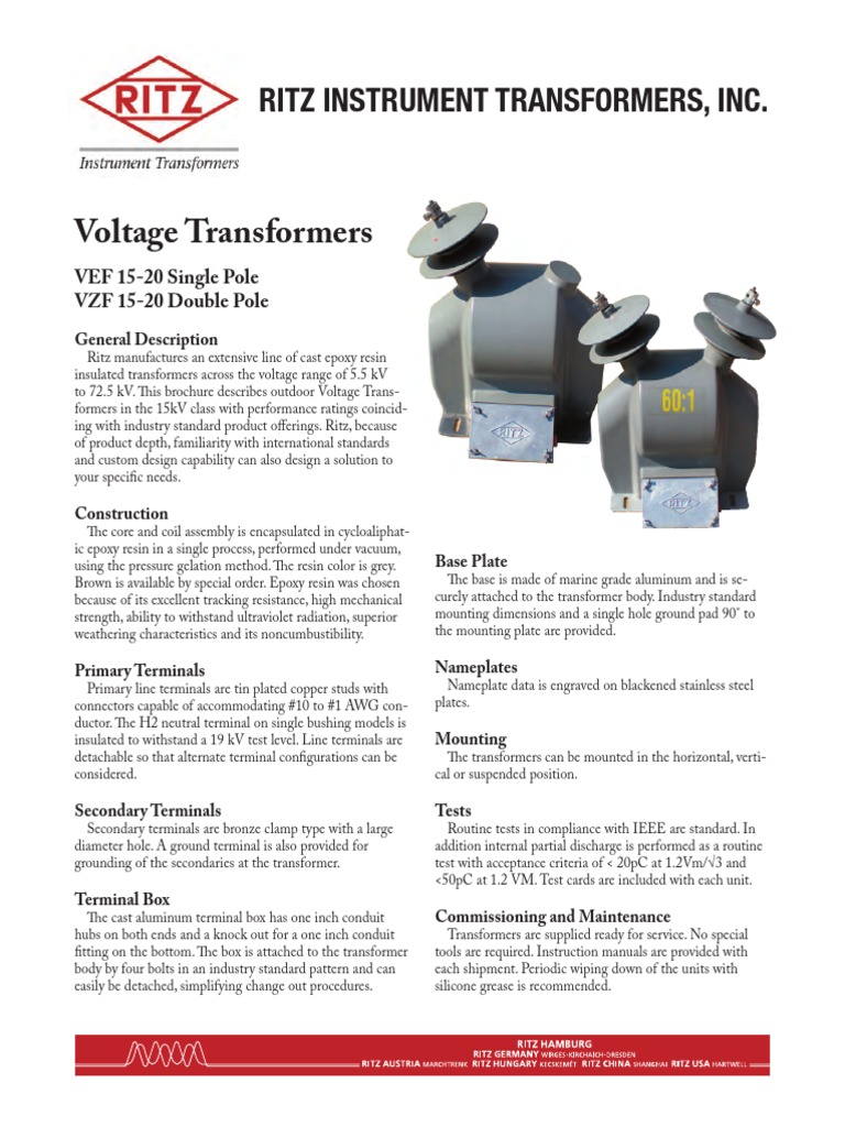 Voltage Transformers: Ritz Instrument Transformers, Inc | PDF ...