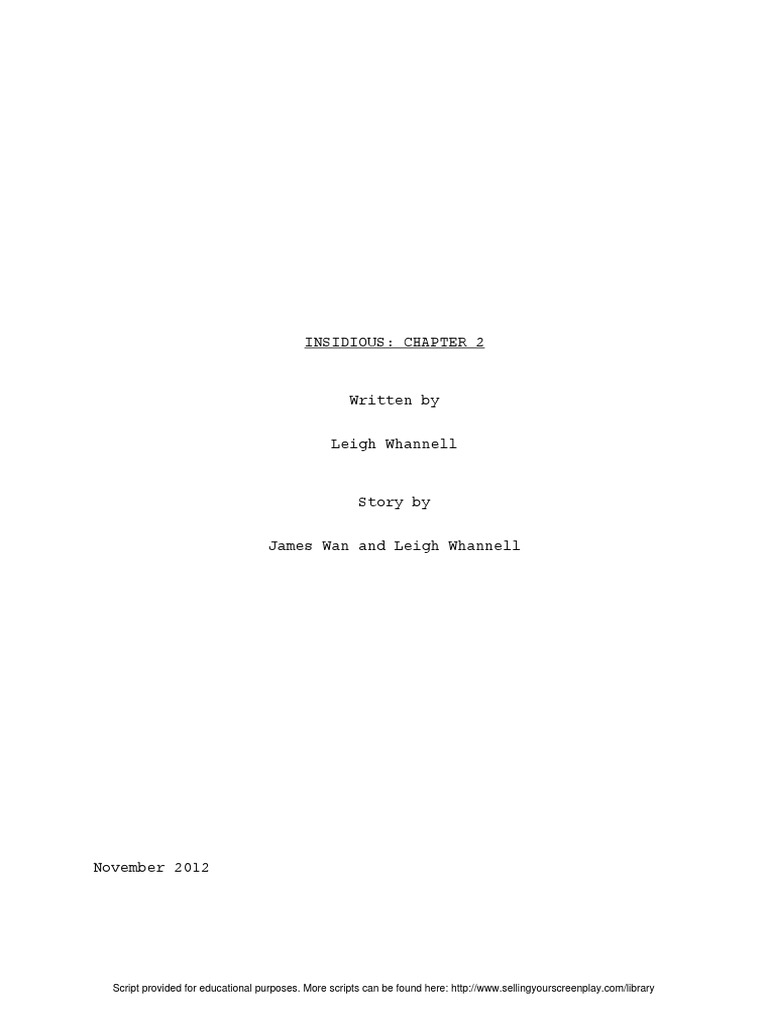 Insidious Chapter 2 - Script | PDF