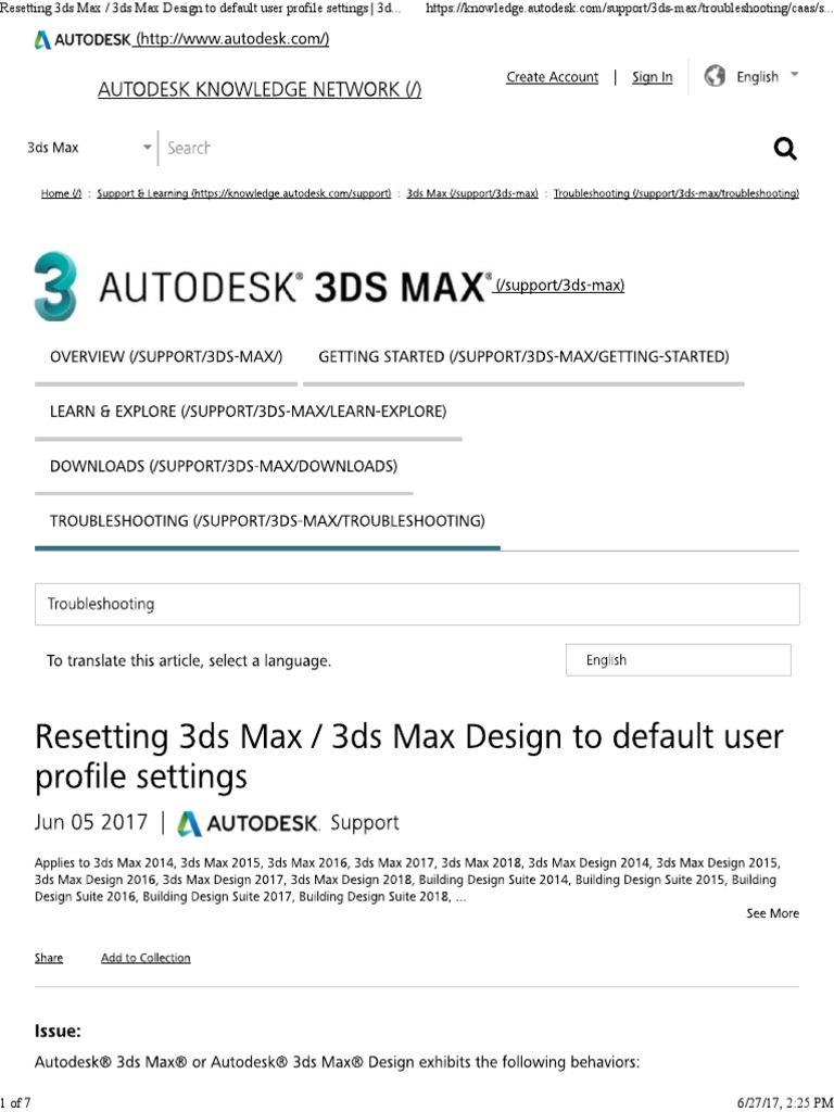 3ds Max Design To Default User Profile Settings - 3ds Max - Autodesk Knowledge Network | PDF