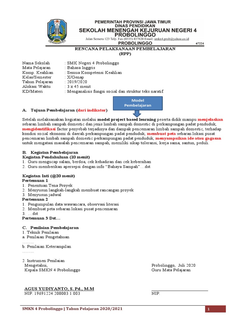 FORMAT RPP Merdeka Belajar SMKN 4 Probolinggo | PDF