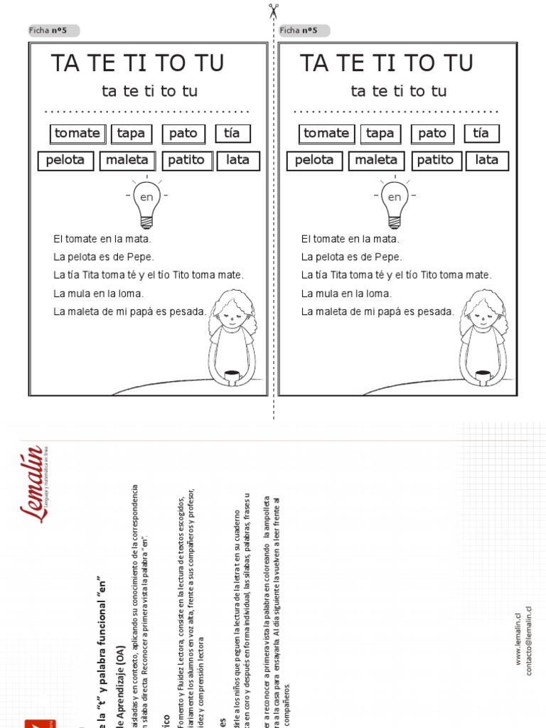 Lectura y comprensión de la letra T | PDF
