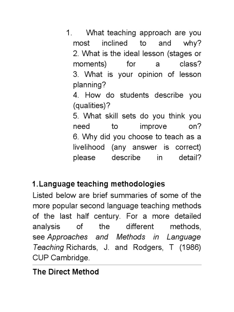 Language Teaching Methodologies | PDF | Teachers | Language Education