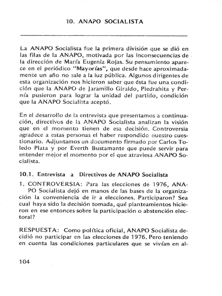 ANAPO Socialista: Historia y Lucha | PDF | Ciencias Políticas | Formas ...