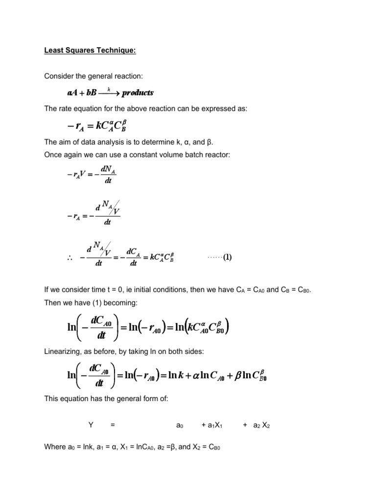 Least Squares Technique | PDF | Equations | Adsorption