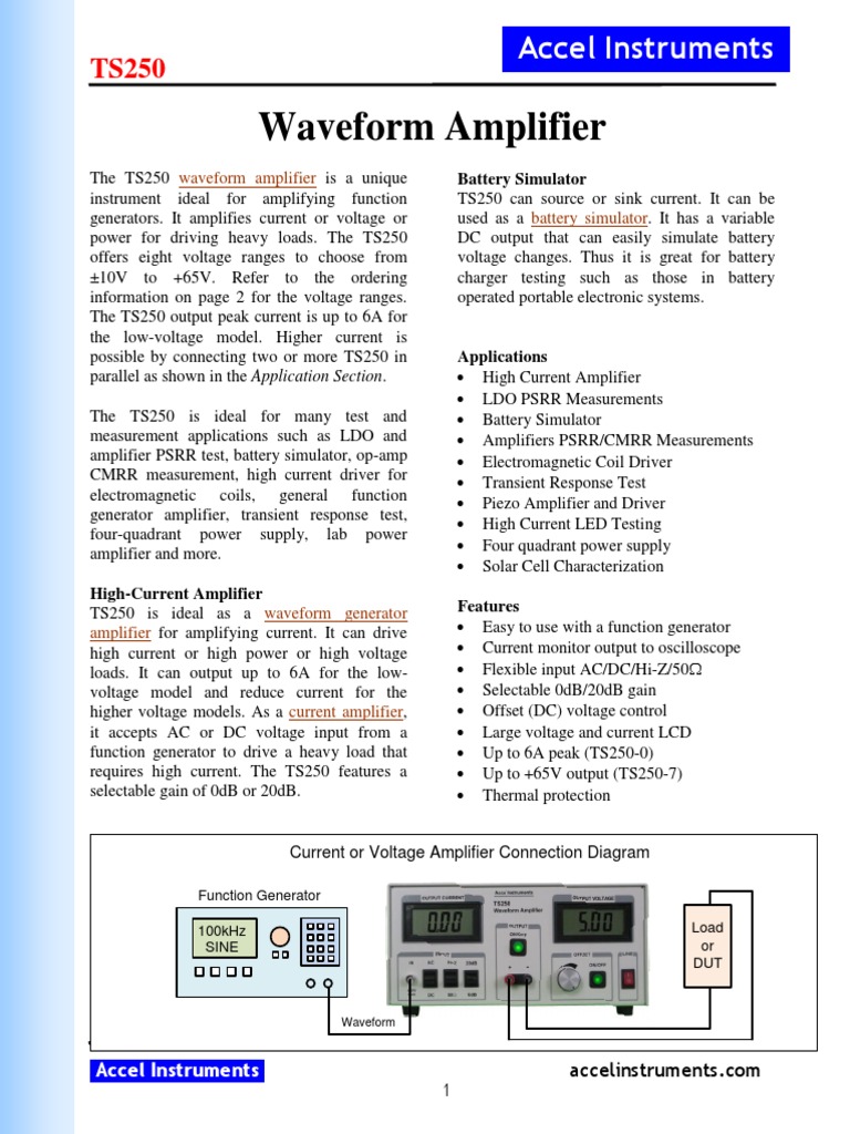 Waveform Amplifier: Accel Instruments | PDF | Amplifier | Power Supply