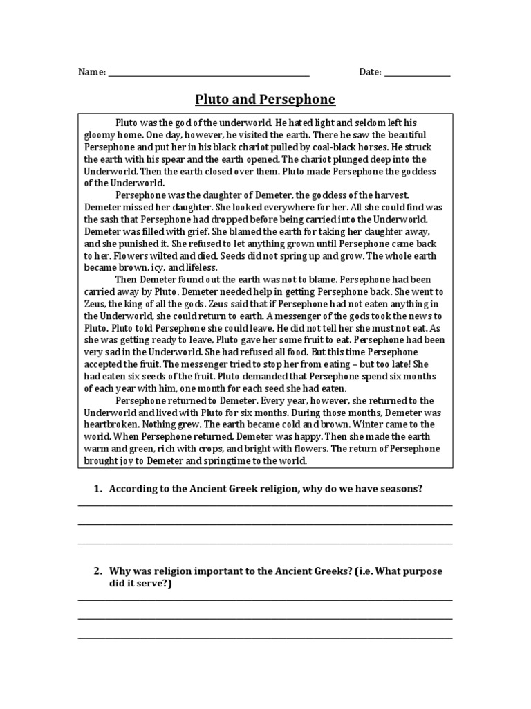 Pluto and Persephone | Download Free PDF | Persephone | Hades