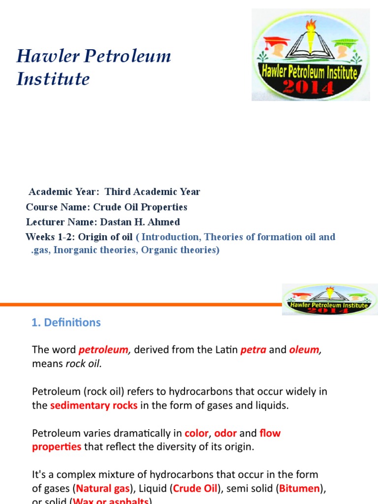 Hawler Petroleum Institute | PDF | Petroleum | Petroleum Reservoir