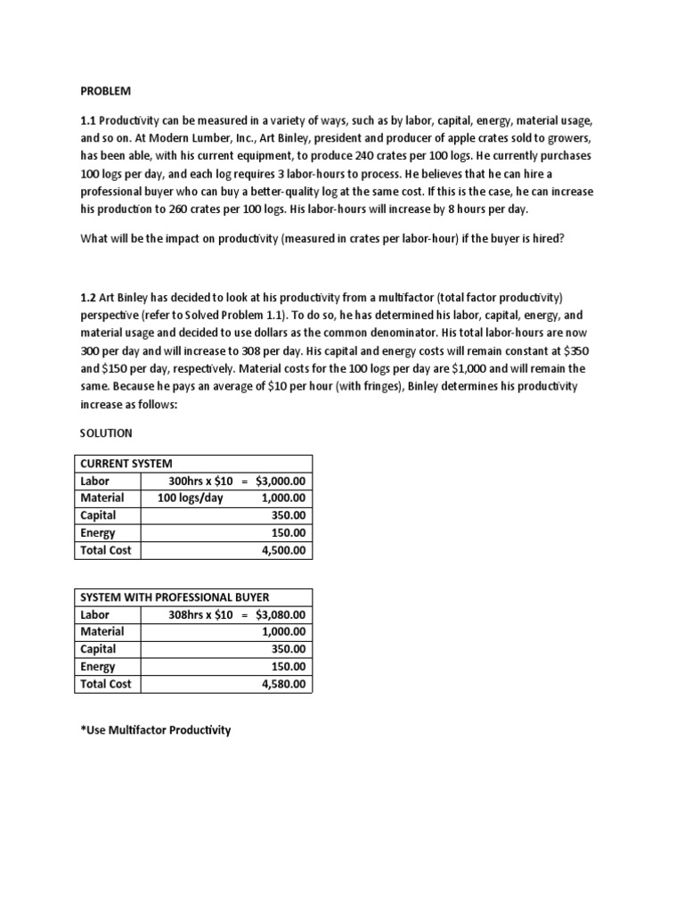 Problem..Productivity Measurement | PDF