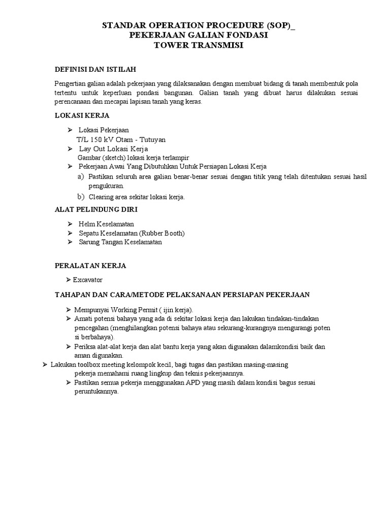 Standar Operation Procedure (Sop) | PDF